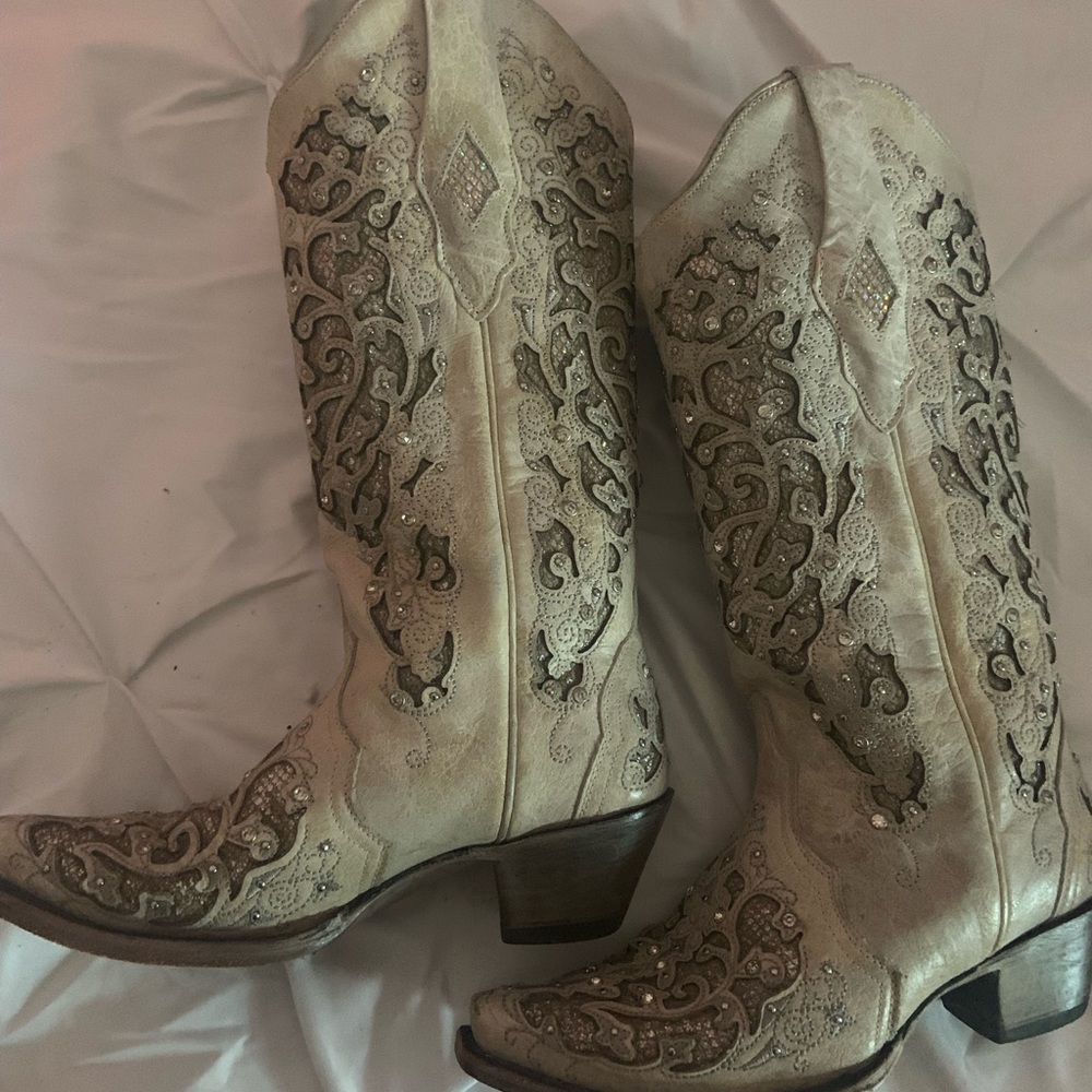 Corral White Sparkly Cowgirl Boots - Gem